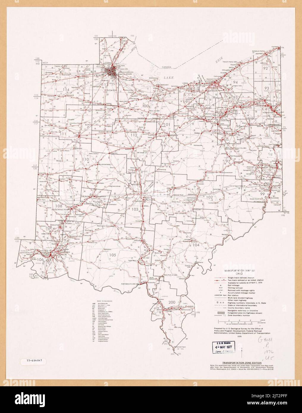 Transportation map of Ohio Stock Photo - Alamy