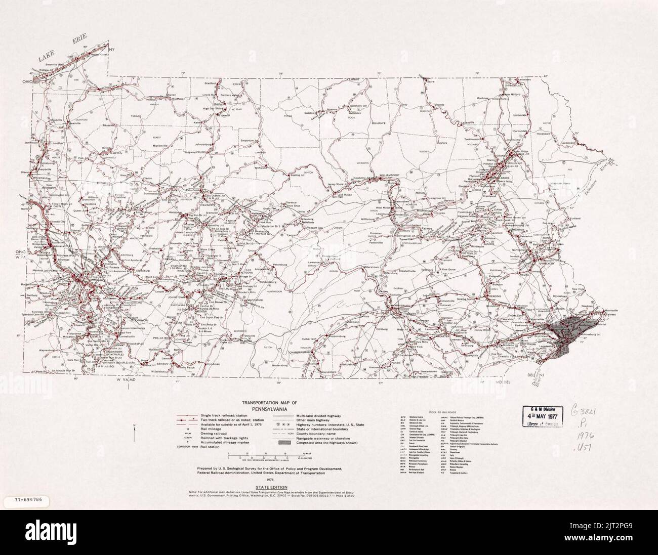 Transportation map of Pennsylvania Stock Photo - Alamy
