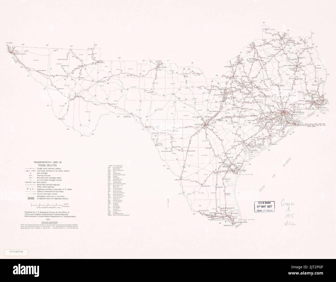 Transportation map of Texas (south Stock Photo - Alamy