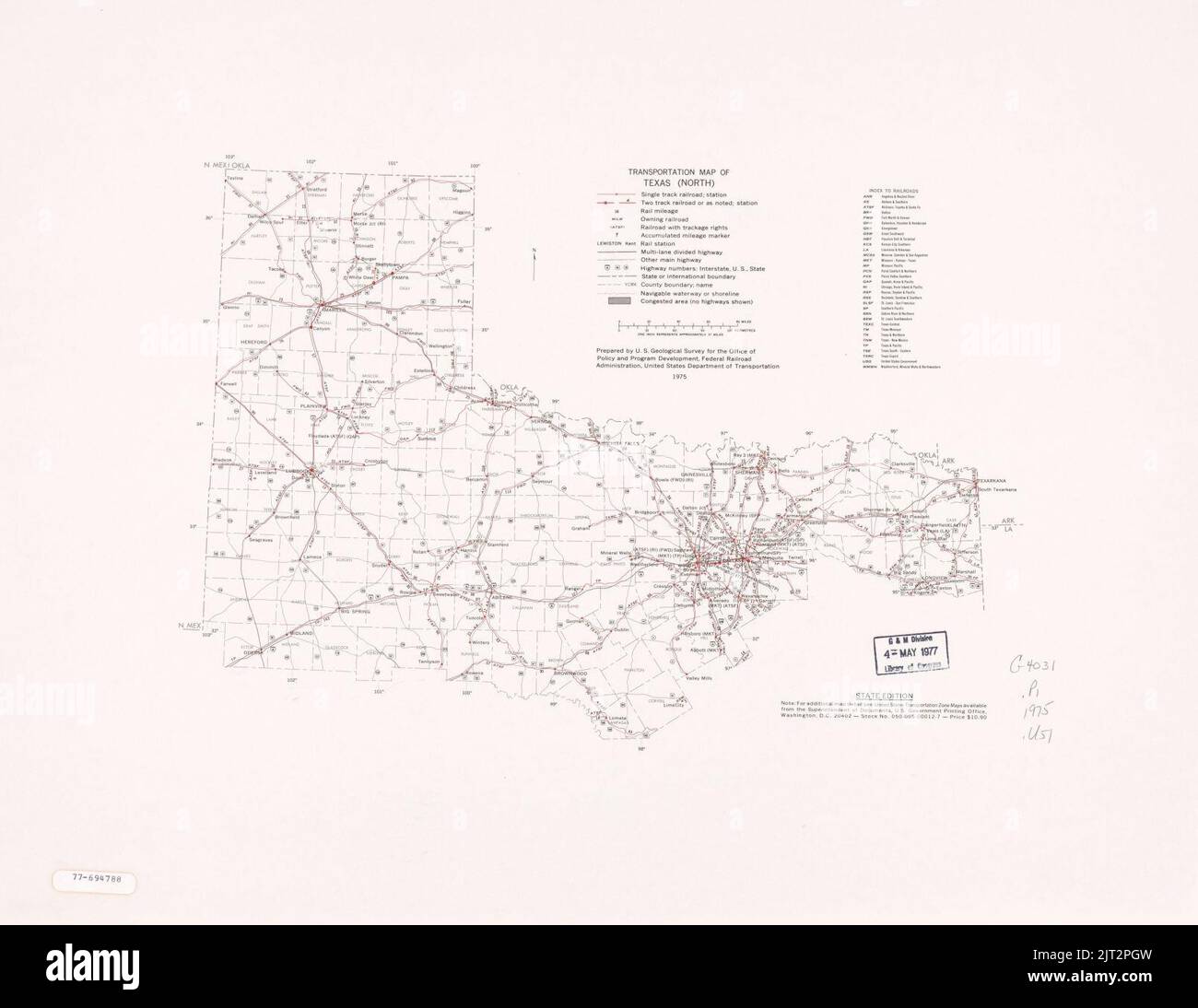 Transportation map of Texas (north Stock Photo - Alamy