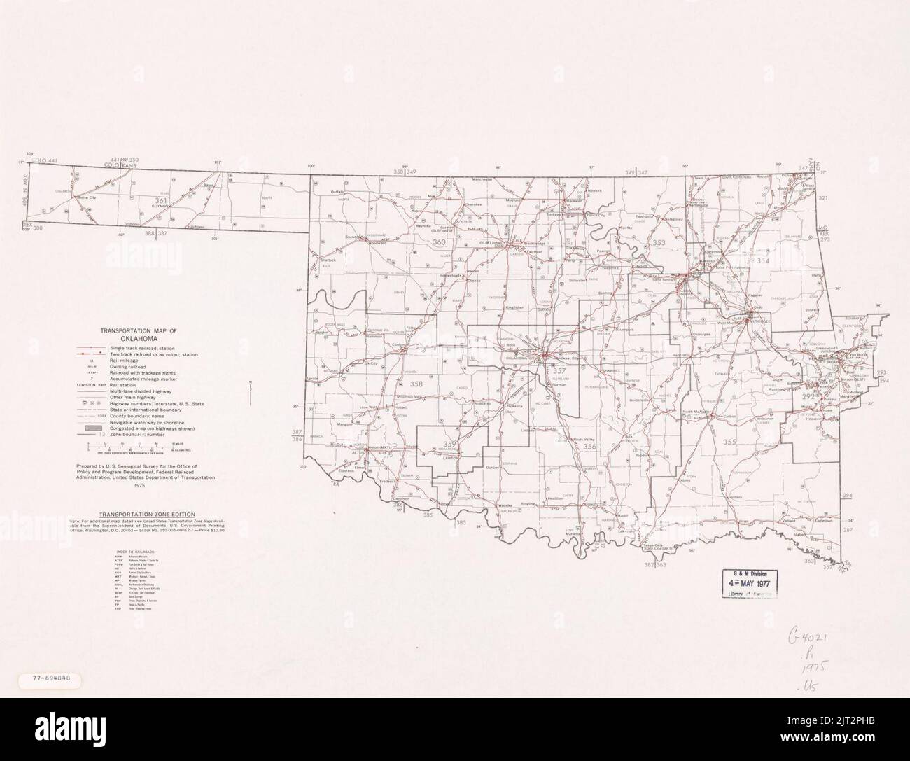 Transportation map of Oklahoma Stock Photo - Alamy