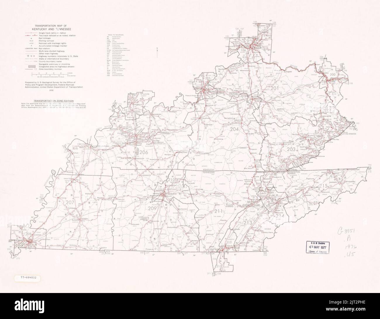 Transportation map of Kentucky and Tennessee Stock Photo - Alamy
