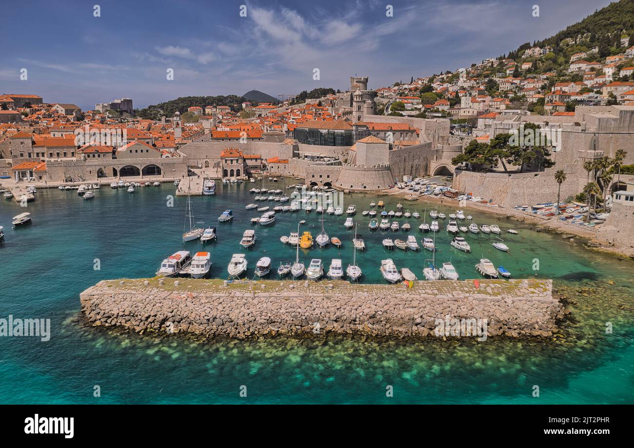Dubrovnik old town harbor from above Stock Photo - Alamy