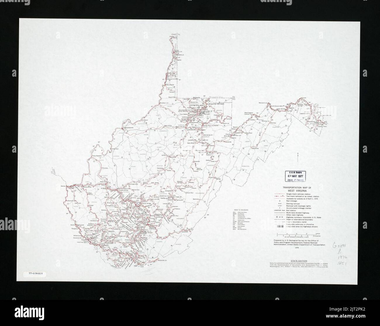 Transportation map of West Virginia Stock Photo - Alamy