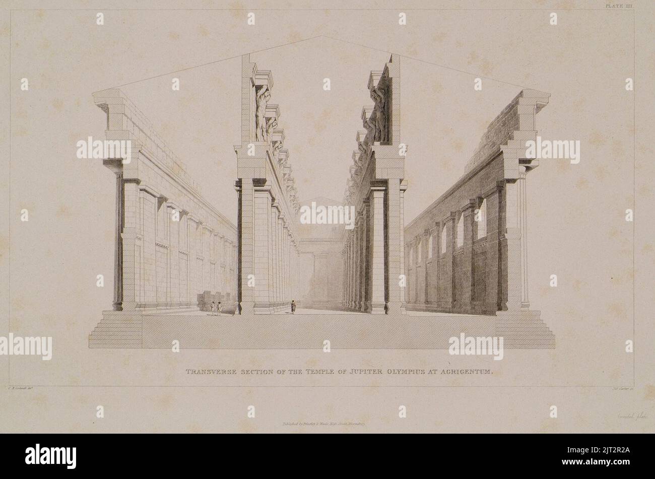 Transverse section of the temple of Jupiter Olympius at Agrigentum ...