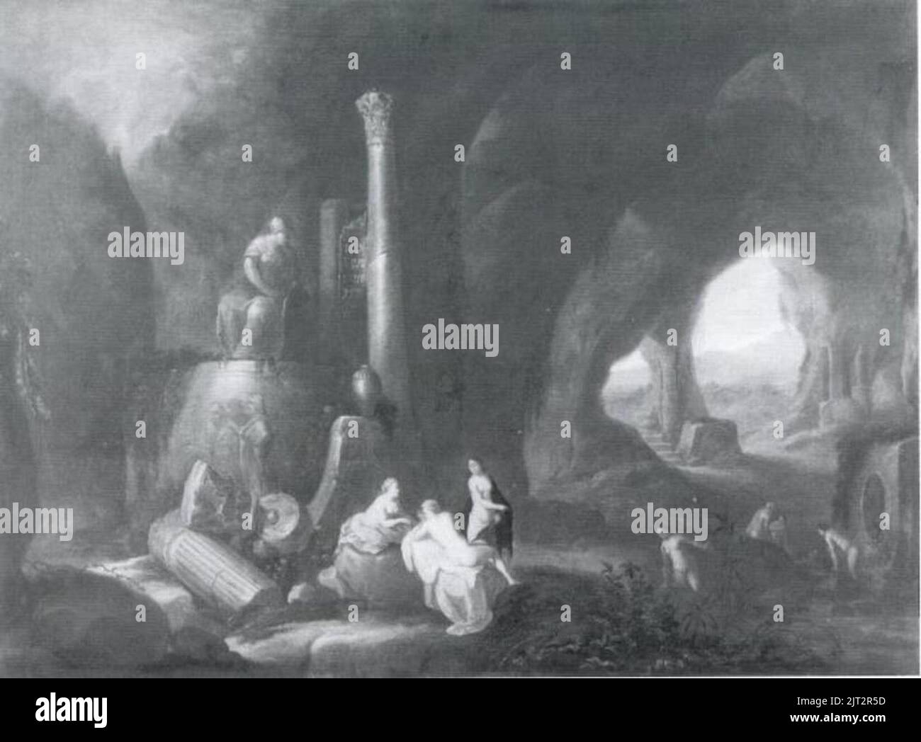 Trant van Abraham van Cuylenborch (I) - Nimfen in een grot met antieke ...