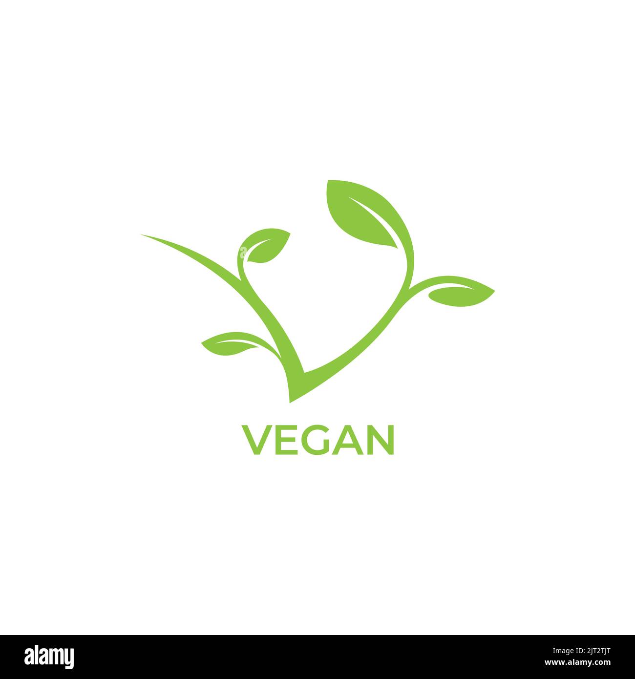 Vegan calligraphy logo with green leaves for organic food. Vegan ...