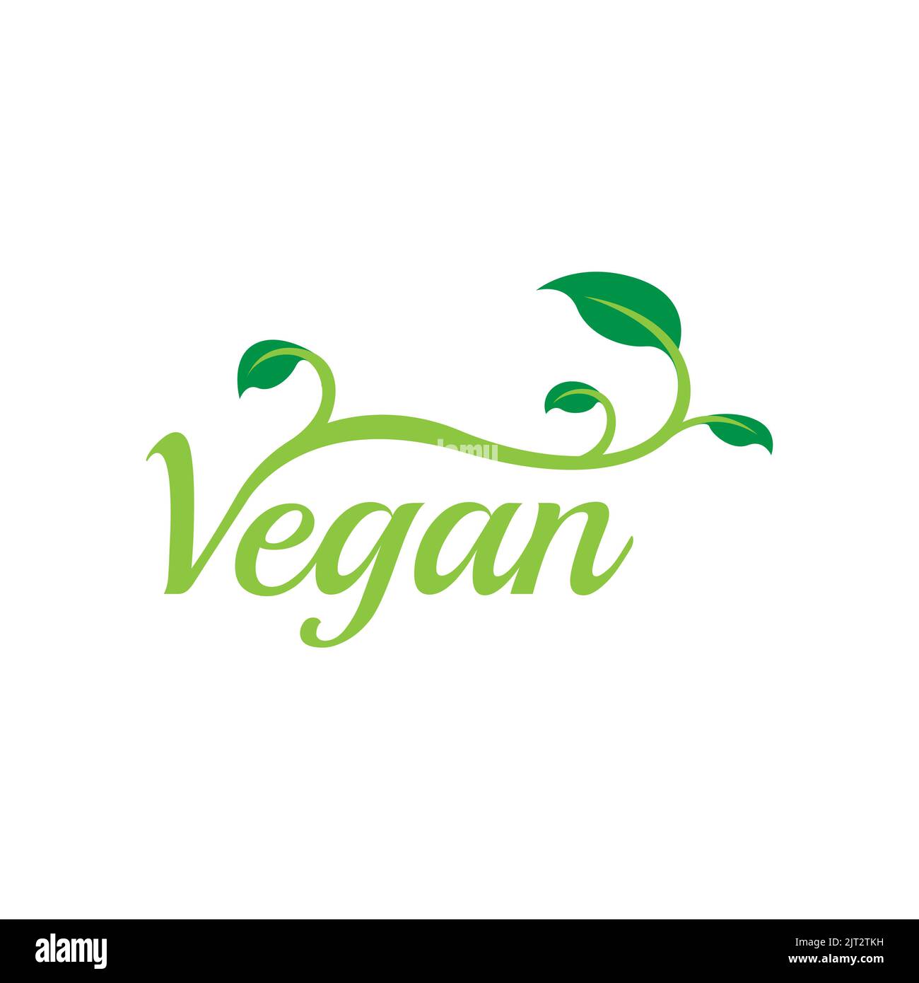 Vegan calligraphy logo with green leaves for organic food. Vegan ...