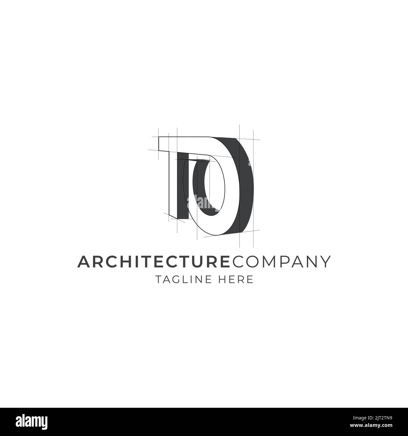 TO letter logo with construction grid lines vector image. Construction ...