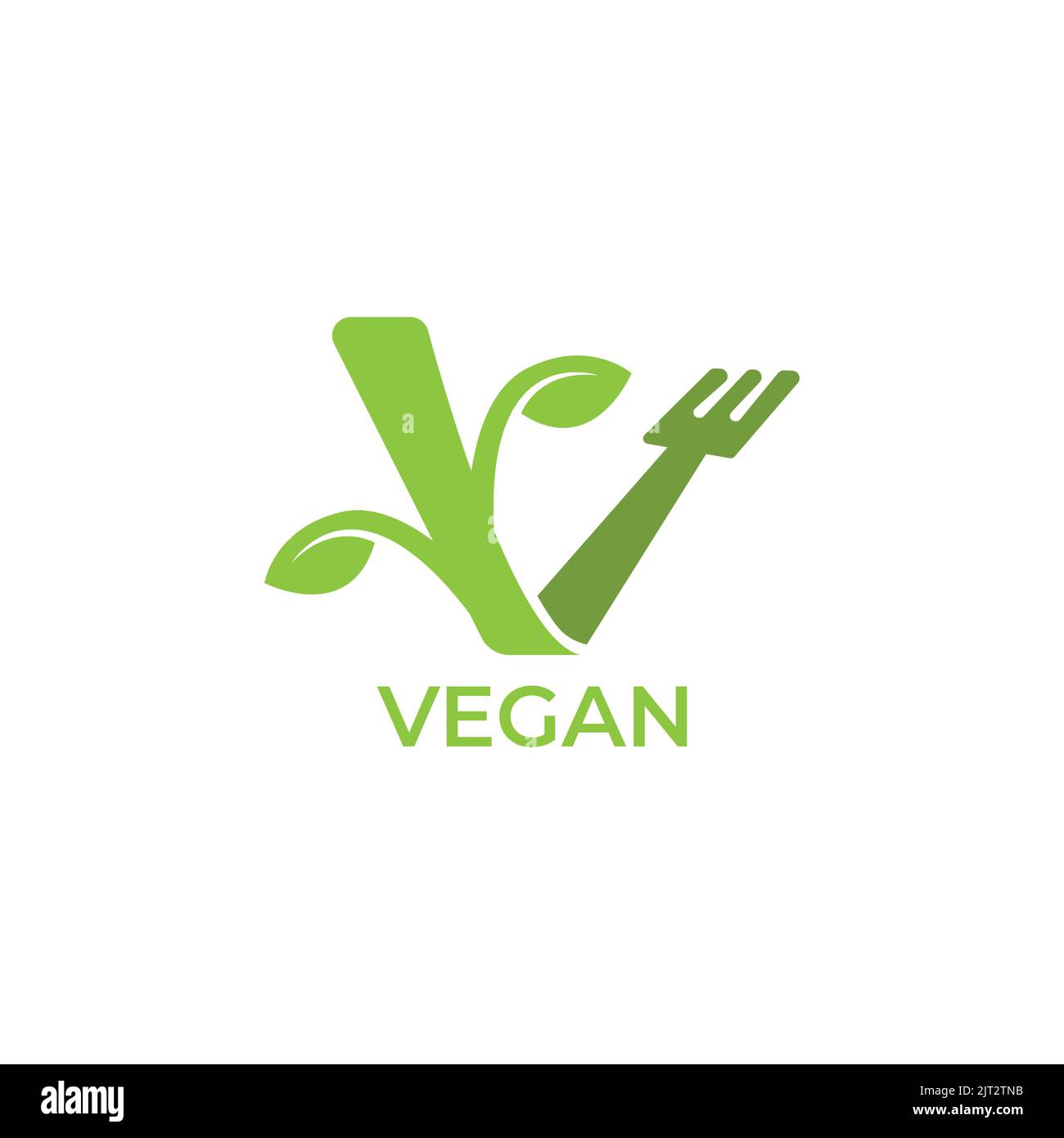 Vegan calligraphy logo with green leaves for organic food. Vegan ...