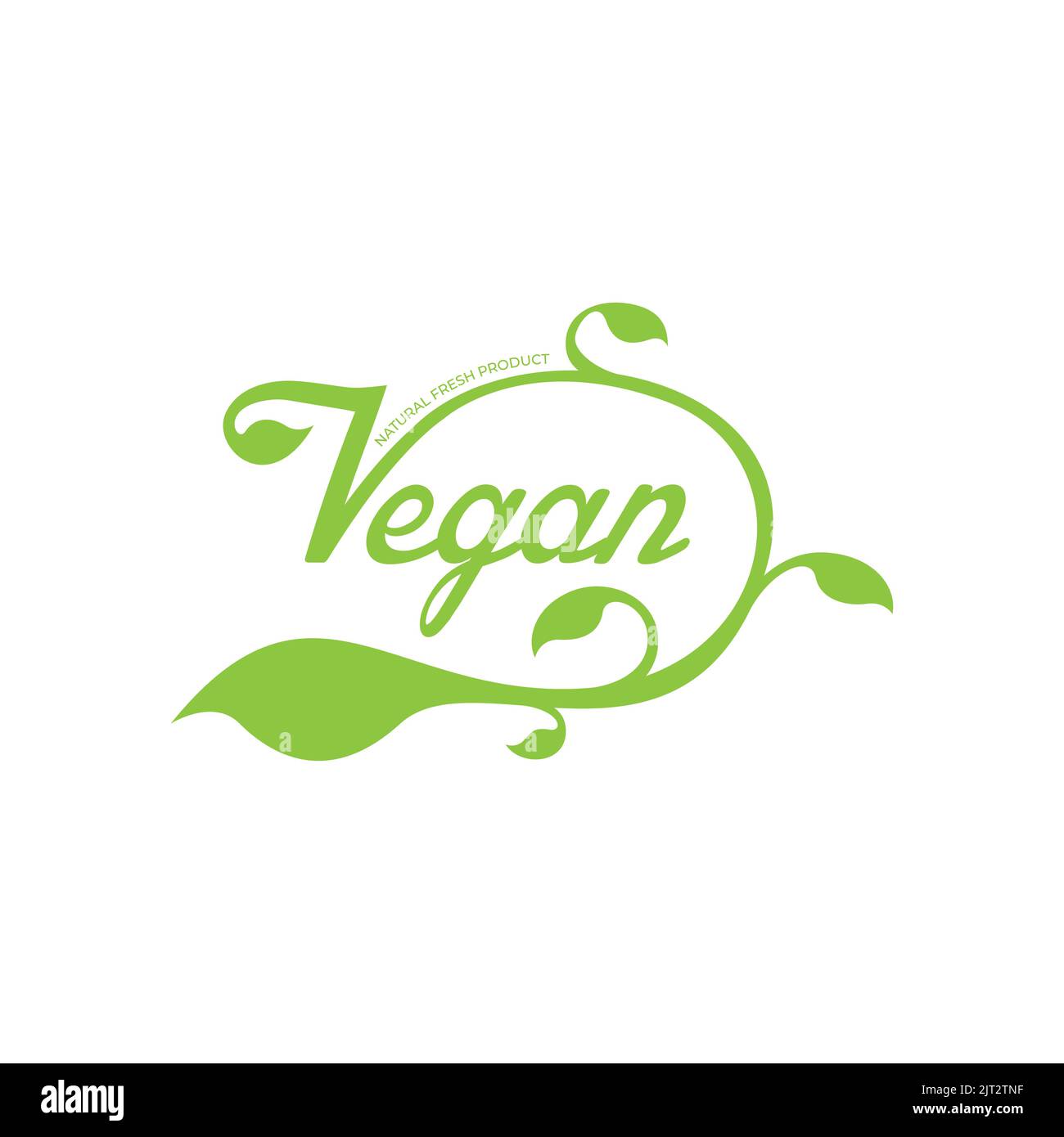 Vegan calligraphy logo with green leaves for organic food. Vegan ...