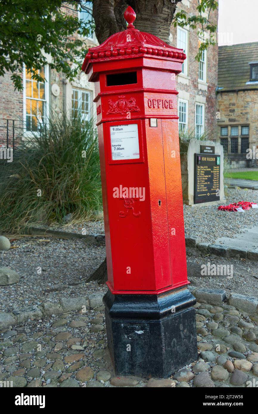 red Victorian cast iron post letter box palace green near cathedral in ...