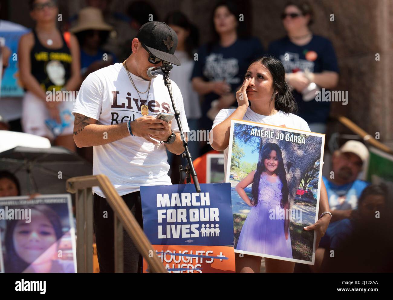 ANGEL GARZA, l, stepfather to slain student Amerie Jo Garza, and her ...