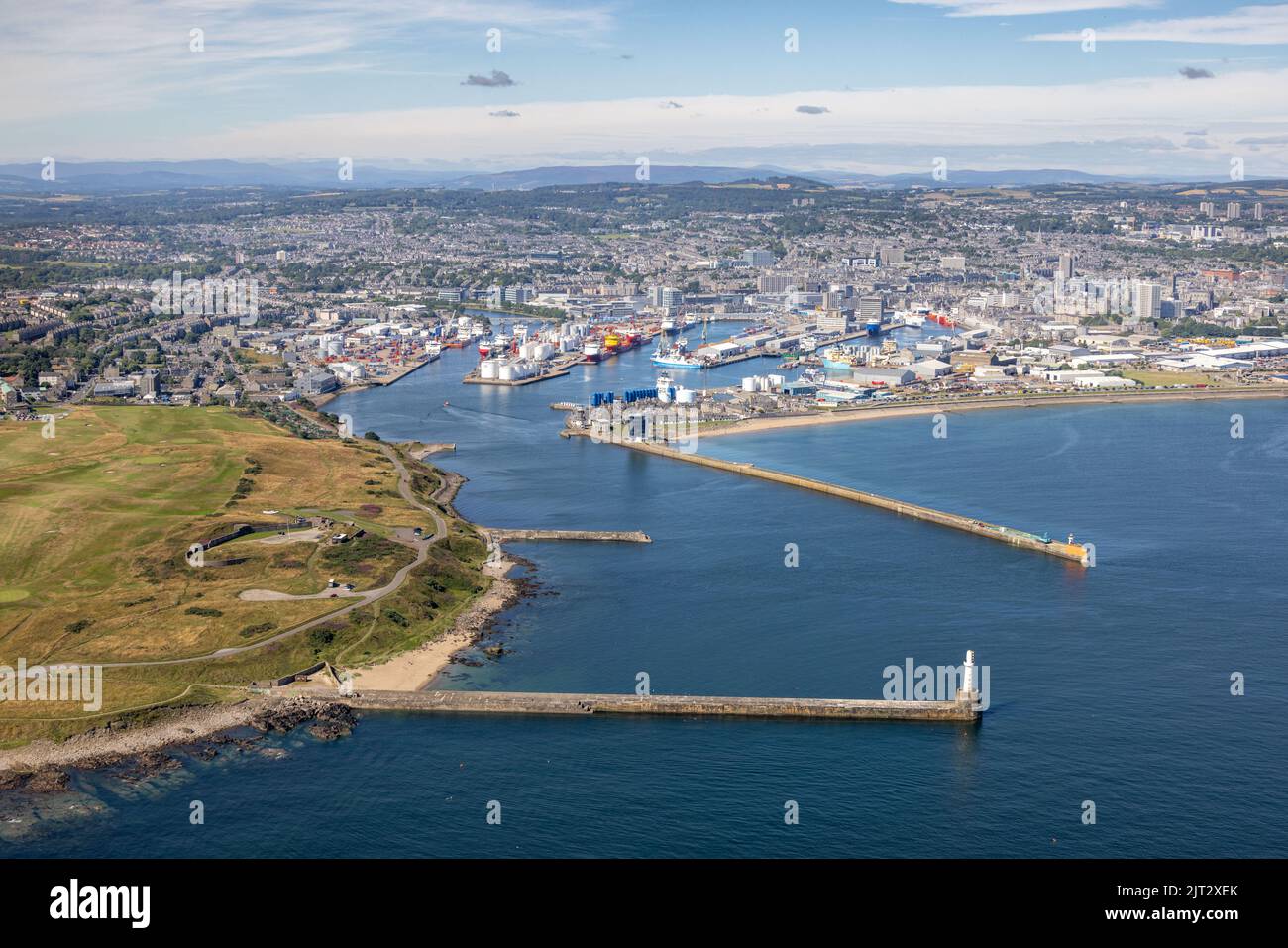 Aerial photograph of the Aberdeen Docks and the Mouth of the River Dee ...