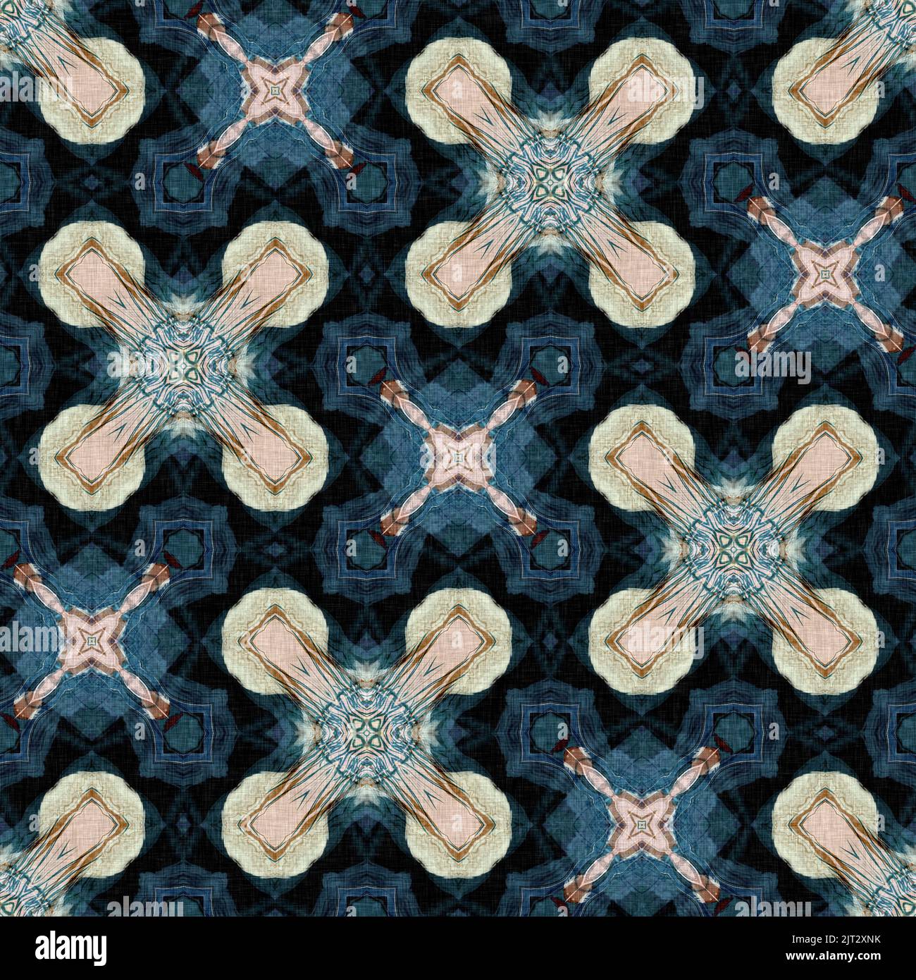 Retro boho geometric kaleidoscope scarf pattern background. Colorful ...