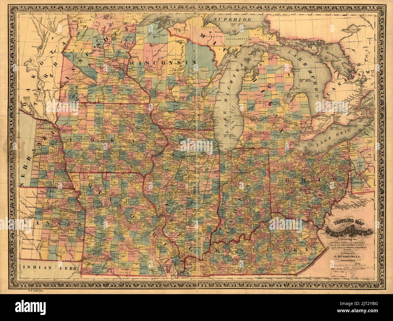 Traveling map of the western states, exhibiting the counties, towns and ...