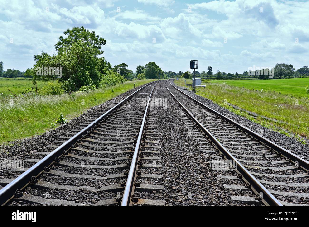 The two parallel train tracks Stock Photo - Alamy