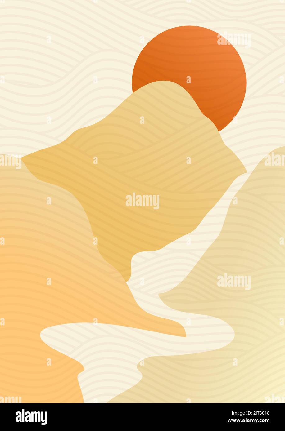 Mountain gradient landscape illustration poster. Modern boho Stock ...