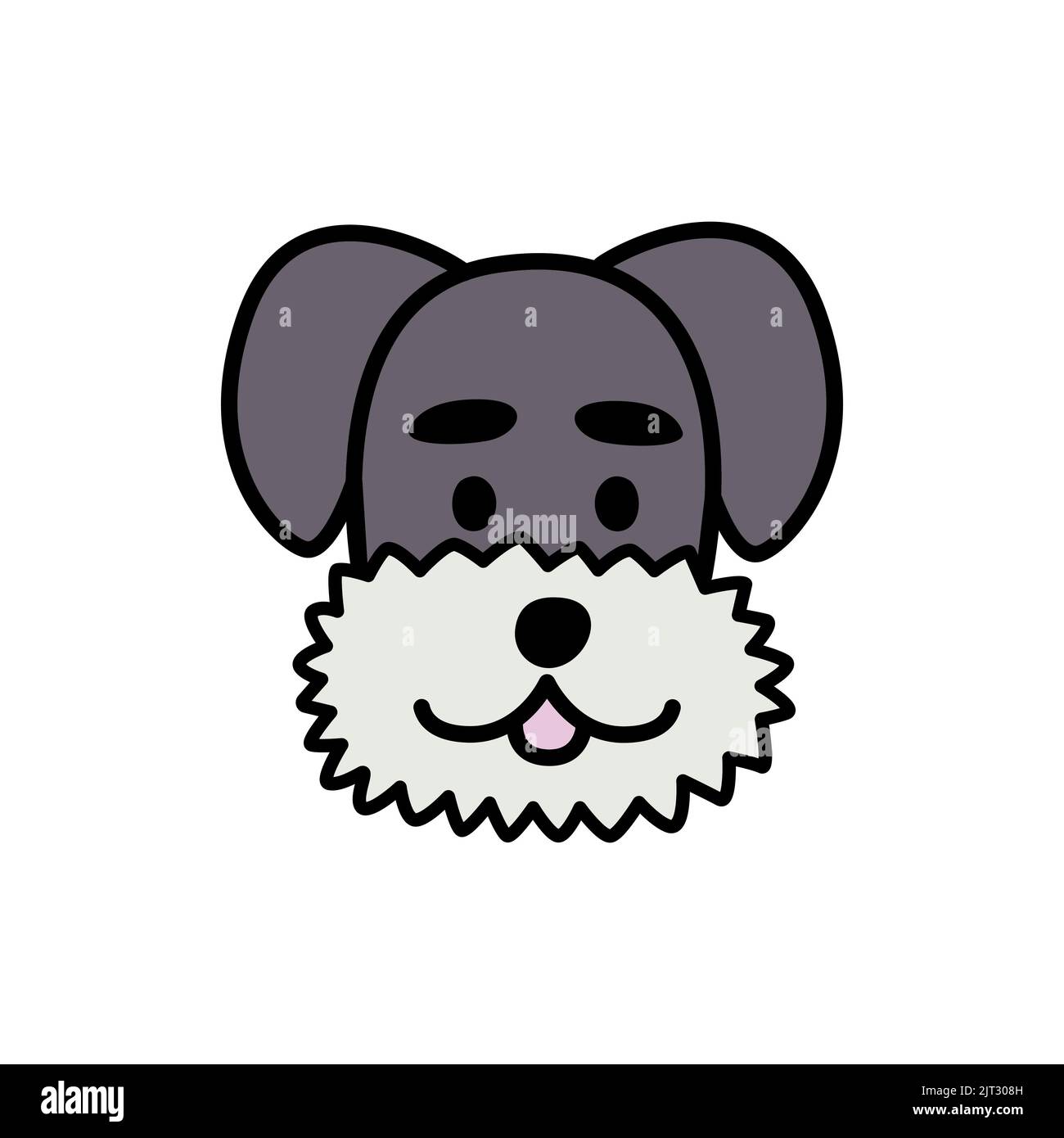 Funny puppy cartoon character doodle. Cute dog of schnauzer breed line ...
