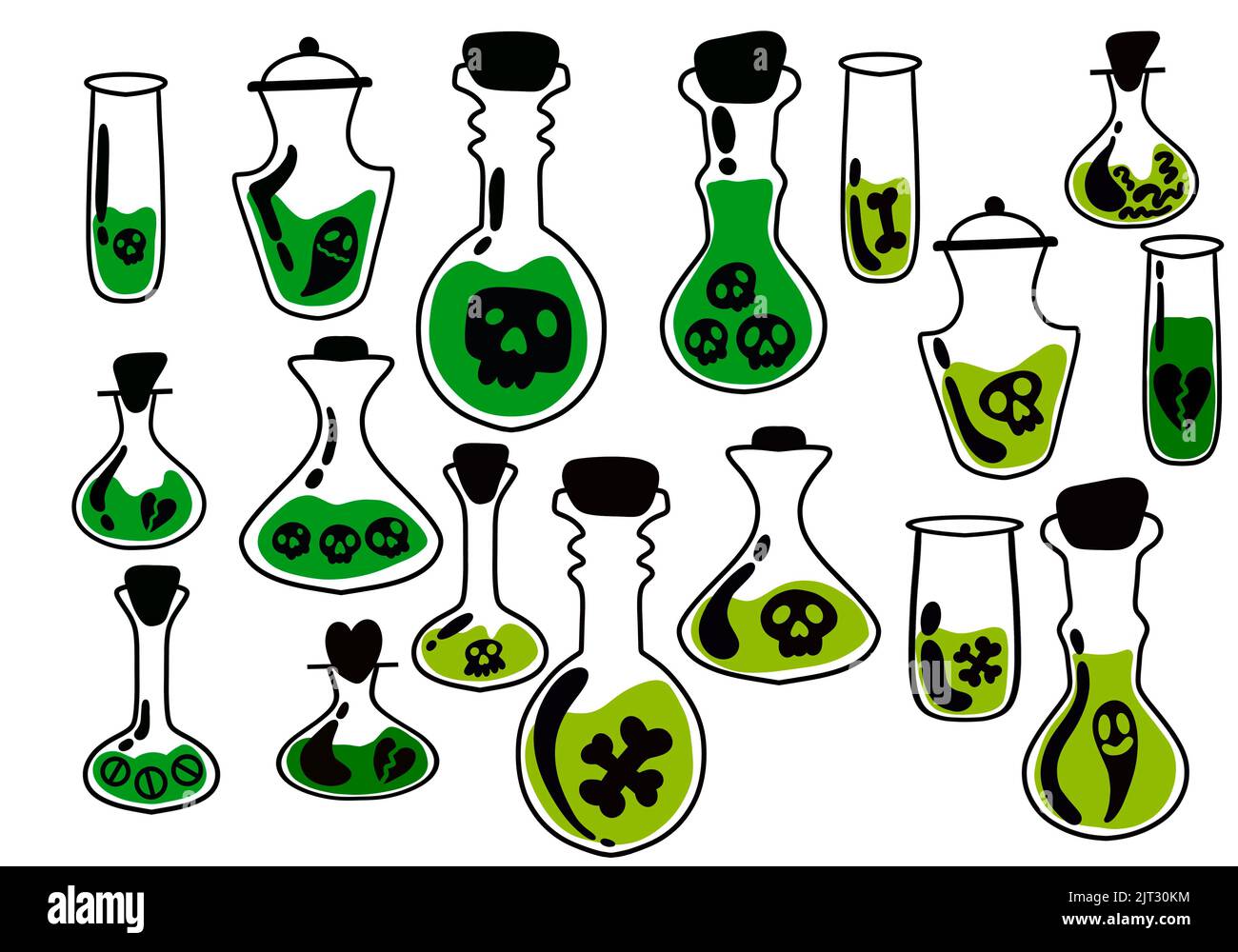 Set Halloween witches poison potion bottle for wrapping paper and ...