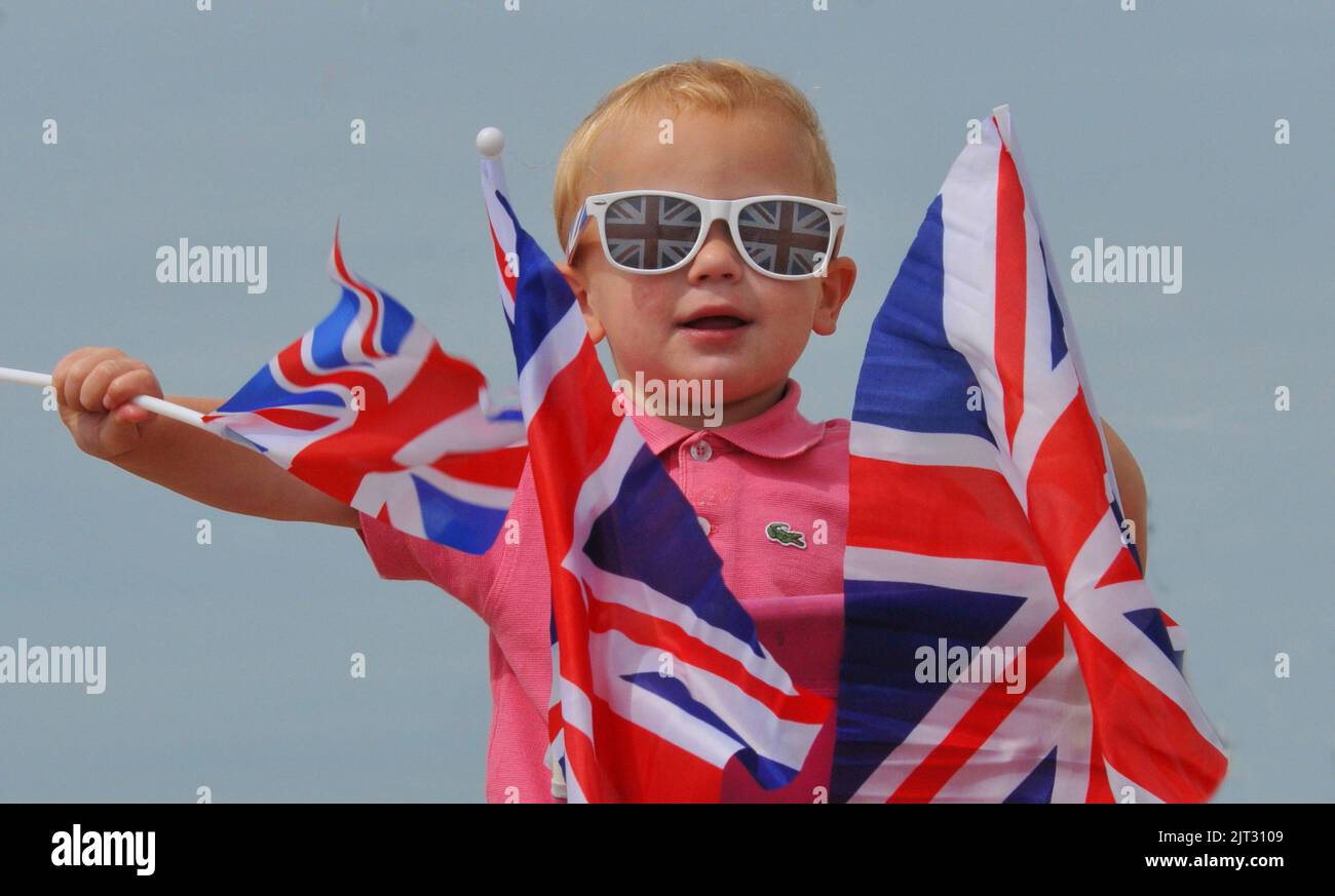 2 YEAR OLD ARCHIE RUSSELL FROM HAVANT, HANTS CELEBRATES THE QUEEN'S ...