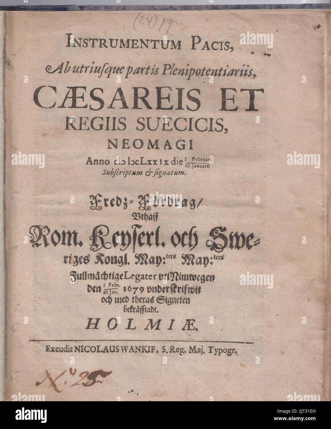 Treaty of Nijmegen between Sweden and the Holy Roman Empire 1679 01 ...