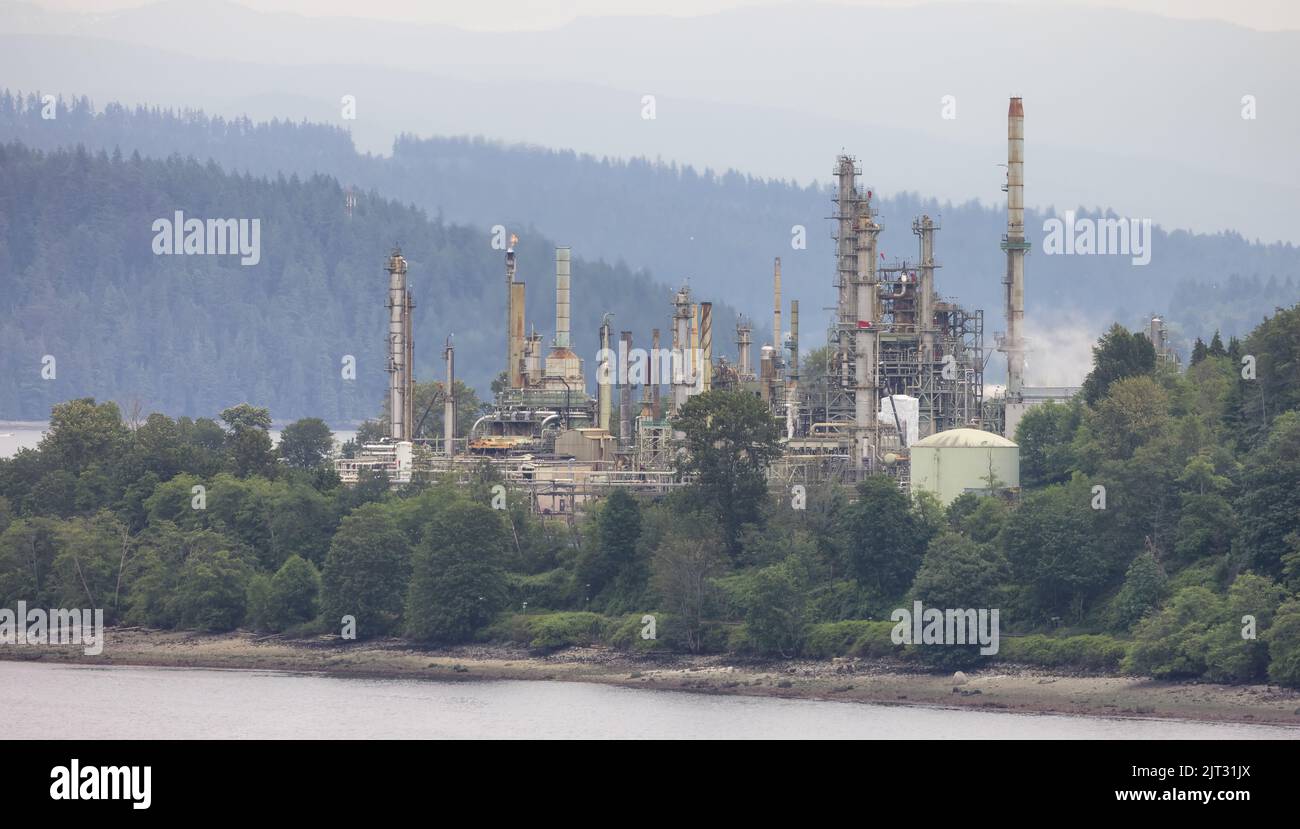 Oil Refinery Industry in Vancouver, British Columbia, Canada Stock ...