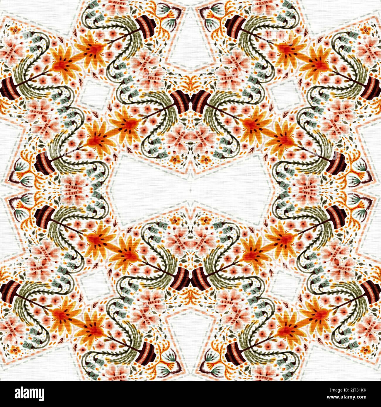 Boho botanical cottage core seamless pattern. Trendy decorative ...