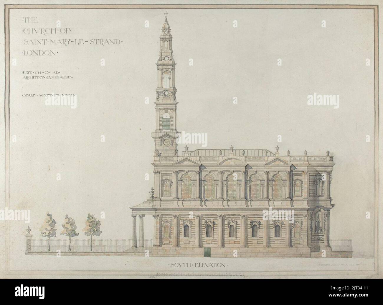 Trenwith Wills - London; St Mary-le-Strand (South Elevation) - 1910 ...