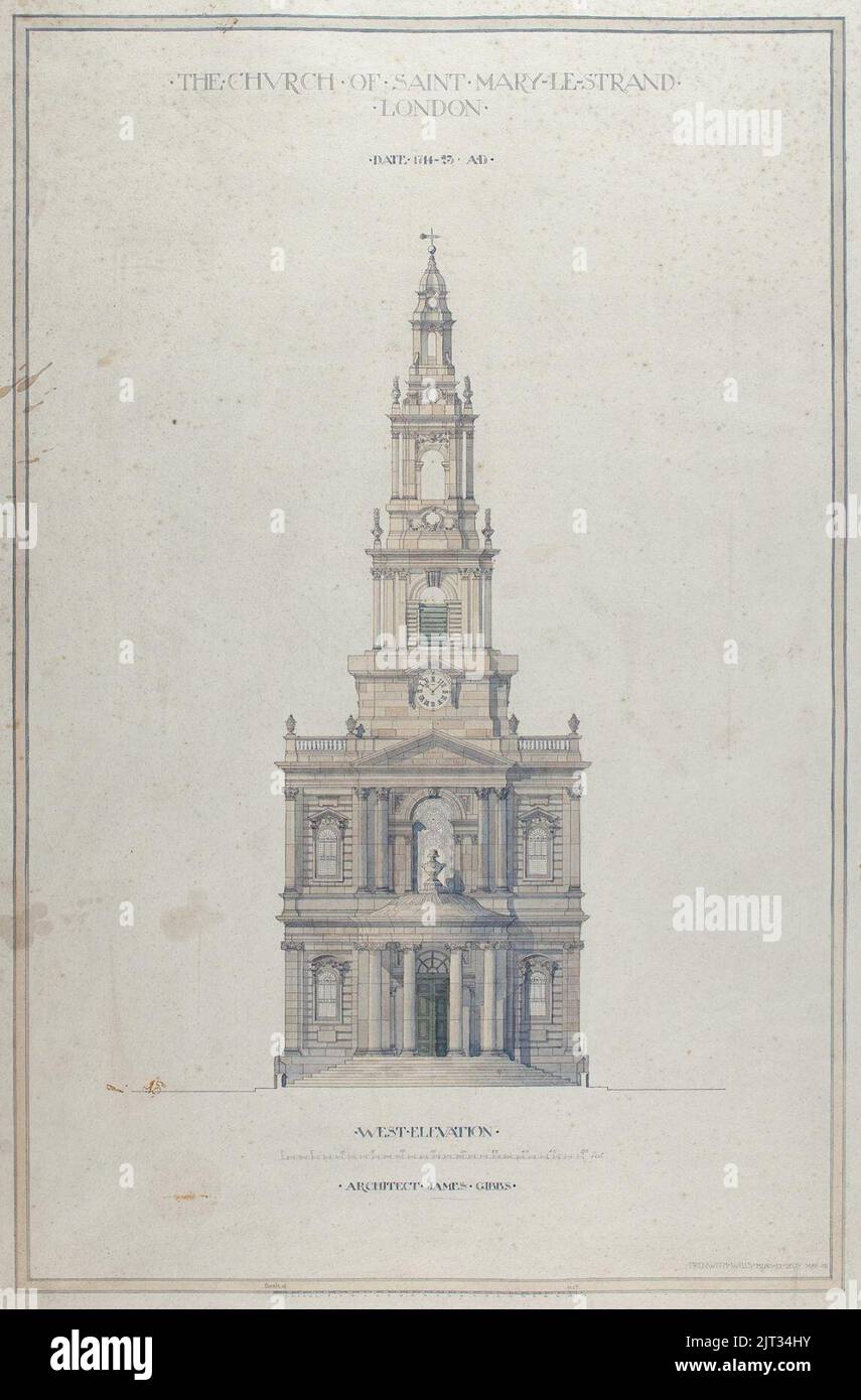 Trenwith Wills - London; St Mary-le-Strand (Facade) - 1910 - ref 9452 ...