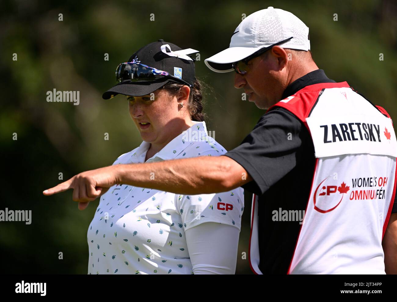Canada's Lauren Zaretsky speaks with caddie Brad Kerfoot during the CP ...