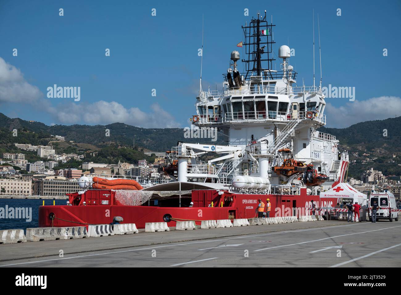 Messina, Italy. 27th Aug, 2022. The Red Cross tent seen near the rescue ...