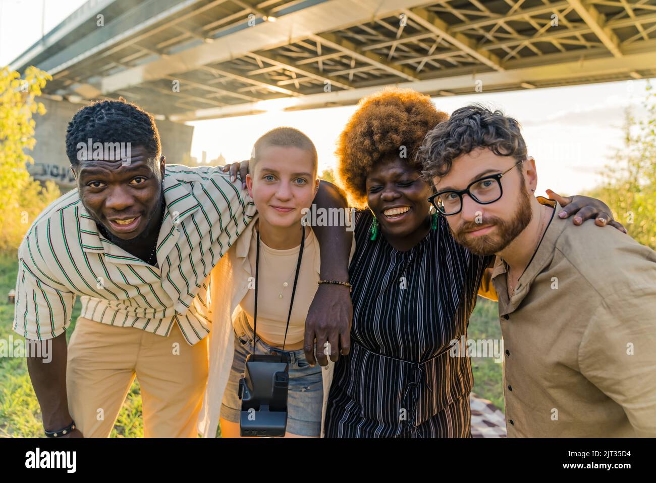 Multi-ethnic group of best old friends, who finally reunited after a ...