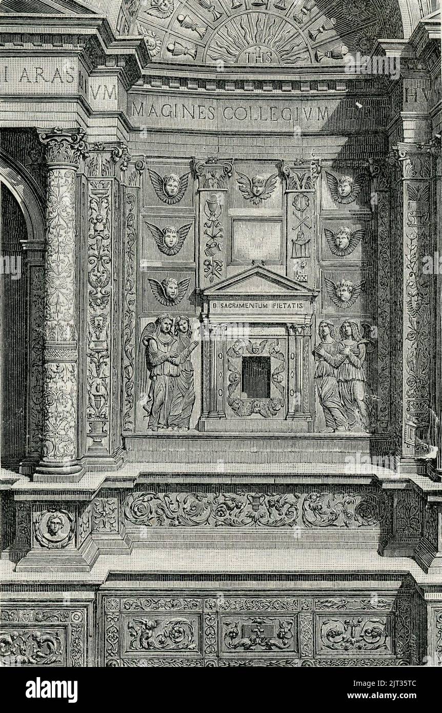 Trevi dettaglio del grande altare scolpito in pietra nella chiesa di ...