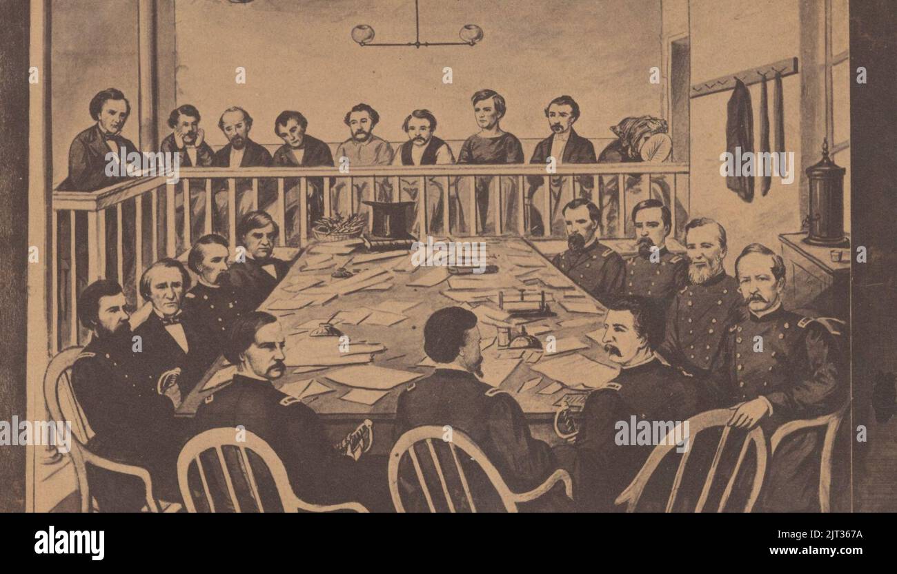 Trial of conspirators in Lincoln's assassination CDV, 1865 Stock Photo - Alamy