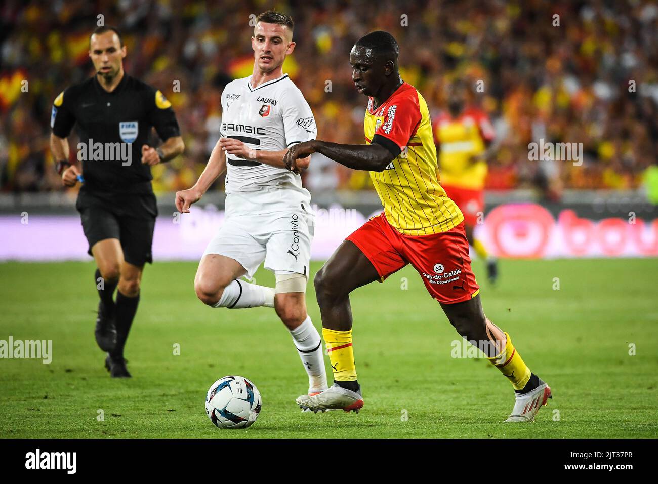 Benjamin BOURIGEAUD of Rennes and Deiver MACHADO of Lens during the ...