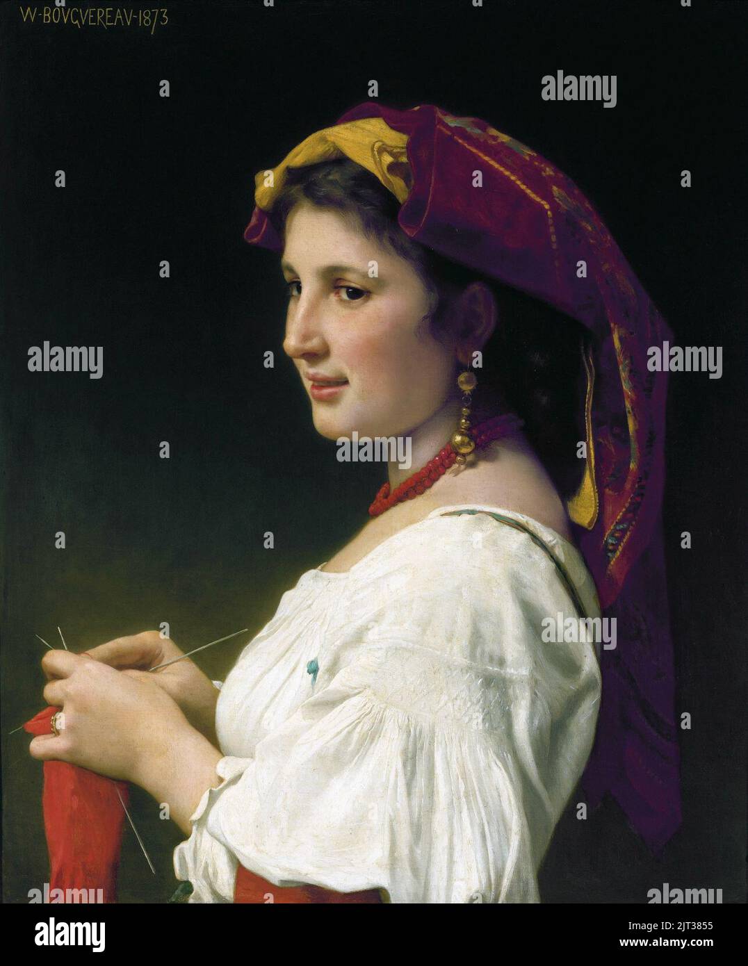 Tricoteuse, by William-Adolphe Bouguereau Stock Photo - Alamy