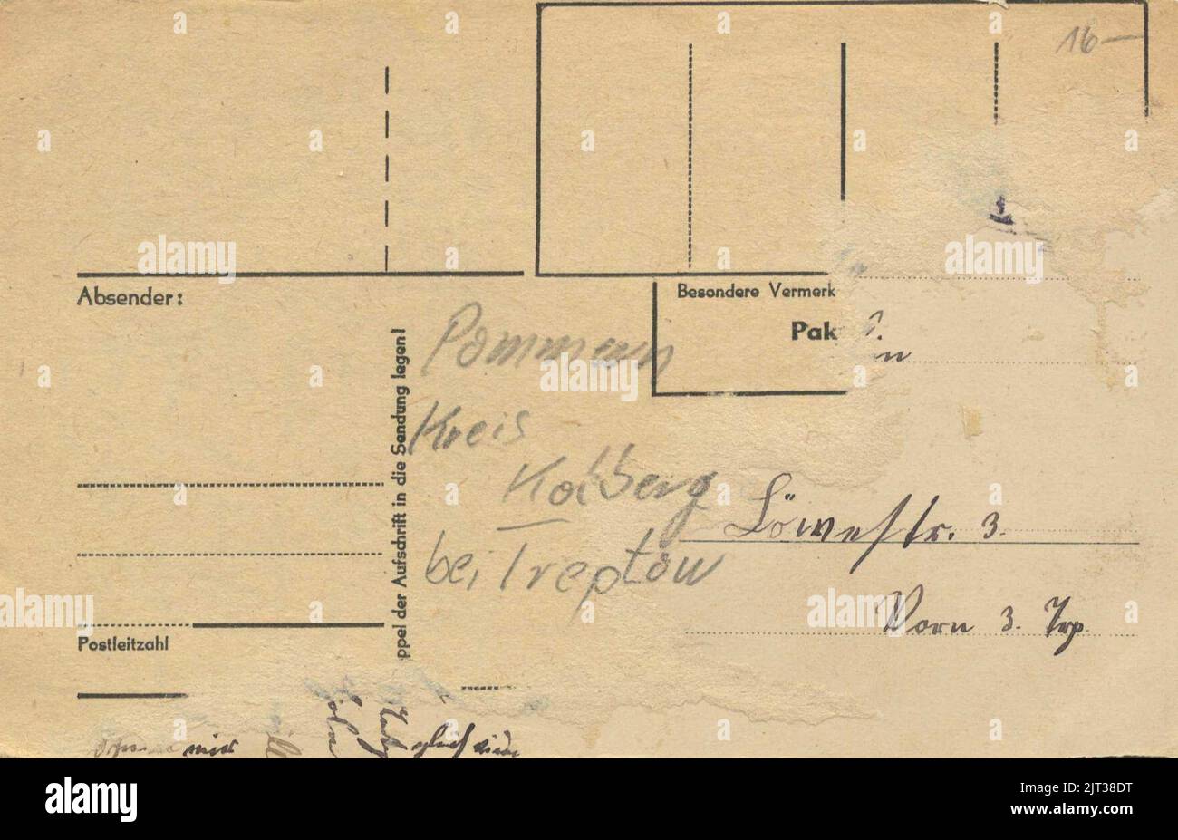 Triebs, Pommern - Straße bei Kaufmann Neumann (back) (Zeno Ansichtskarten Stock Photo - Alamy