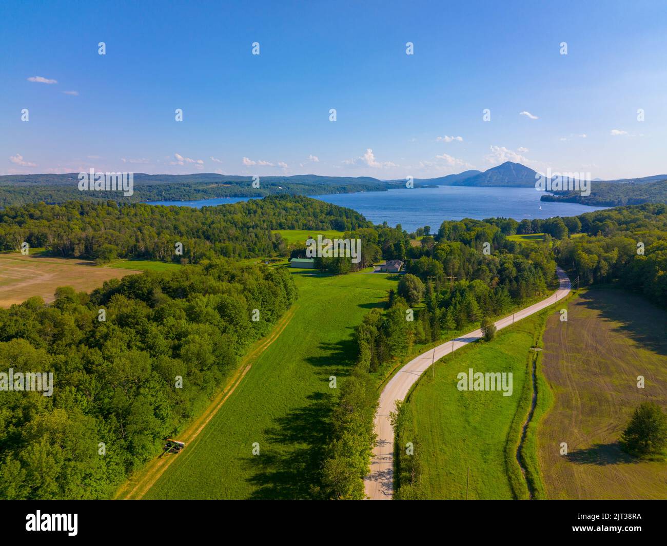 Lake Memphremagog aerial view in summer with Mont Owl's Head at the ...