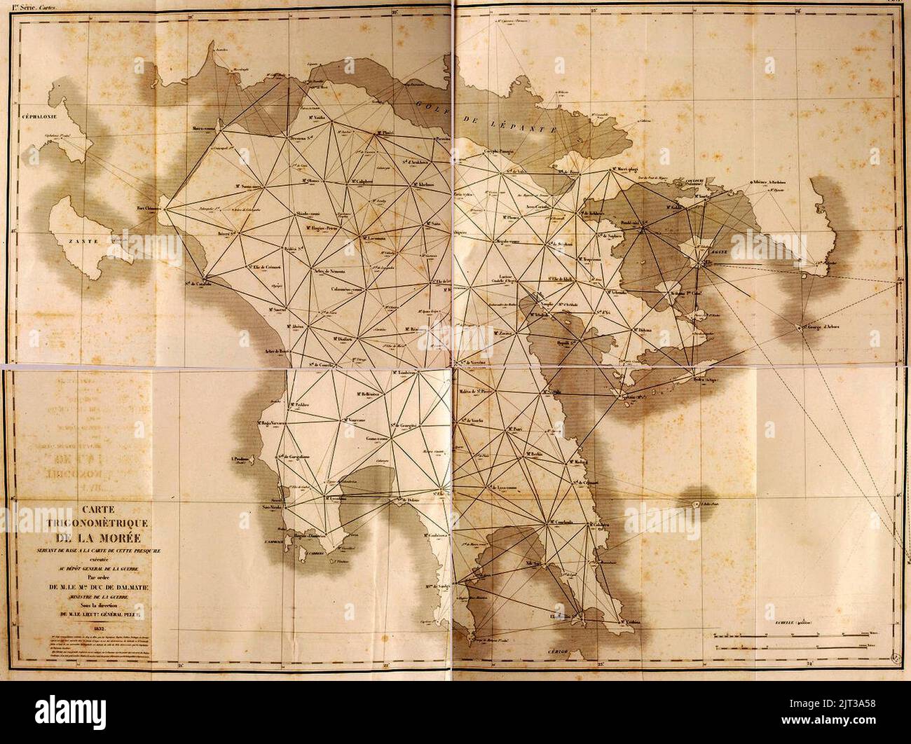 Trigonometric Map of Greece - Peytier Eugène - 1832 Stock Photo - Alamy