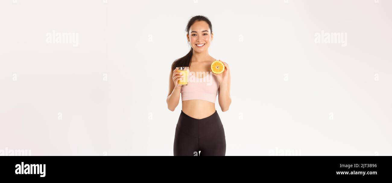 Sport, wellbeing and active lifestyle concept. Portrait of smiling ...