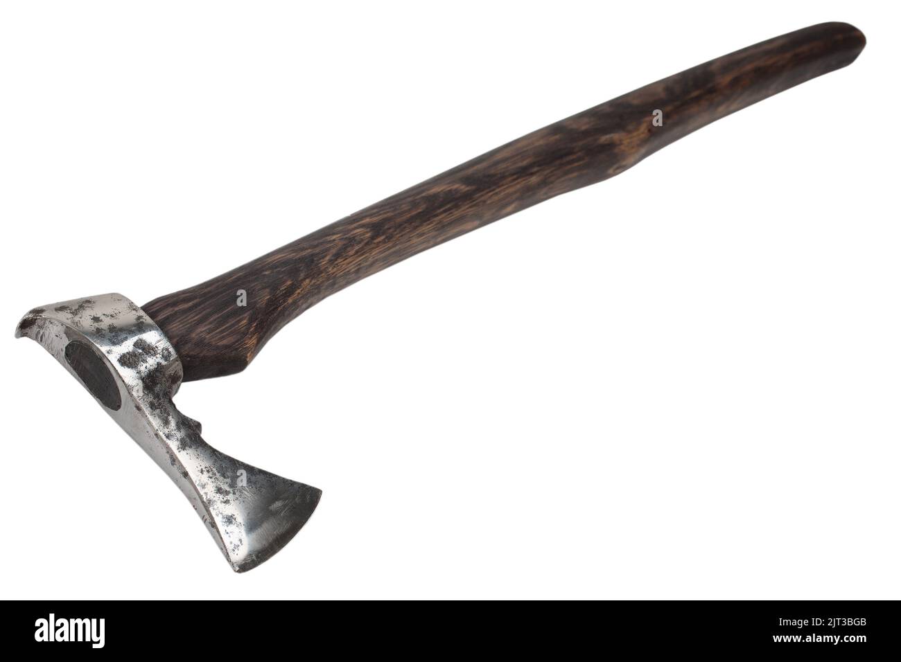 antique battle axe with wooden handle on white background Stock Photo ...