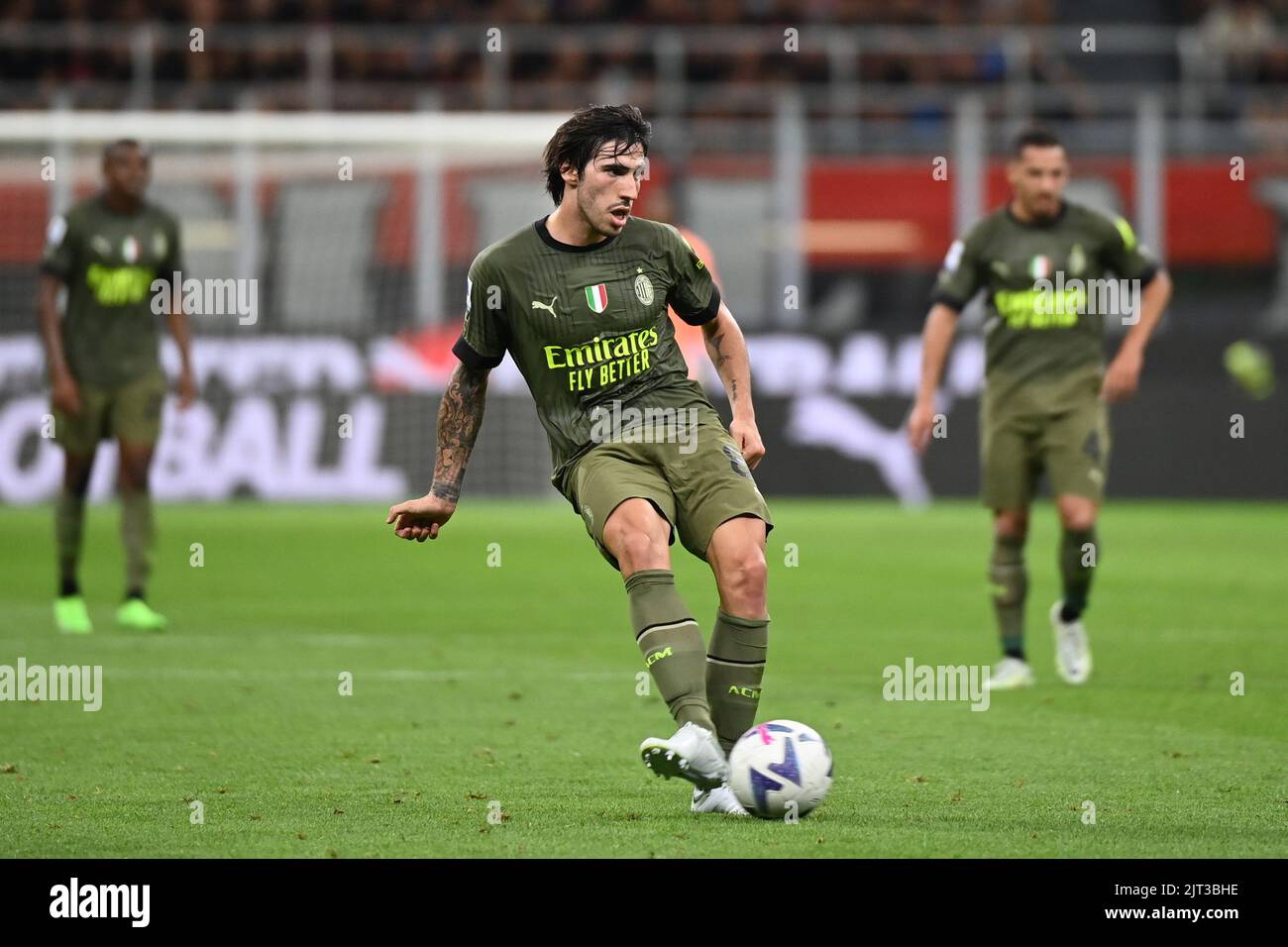 San Siro stadium, Milan, Italy, August 27, 2022, Alessandro Tonali in ...