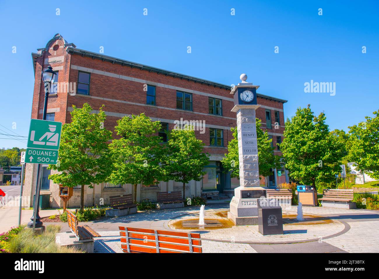 Rock Island Monument in historic town center of Stanstead, Quebec QC ...