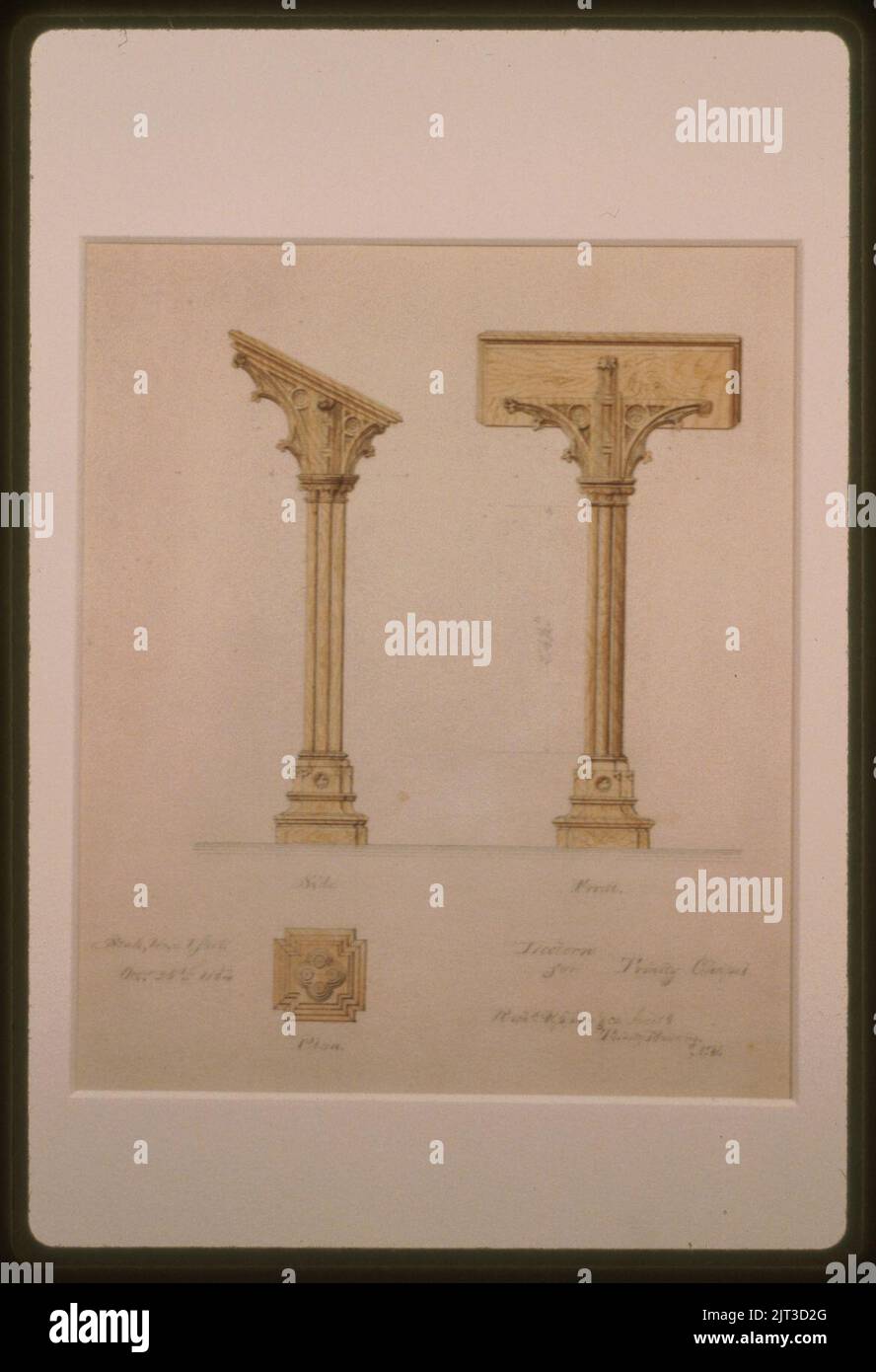 Trinity Chapel (New York). Lectern. Elevations and plan) - Rich Upjohn ...