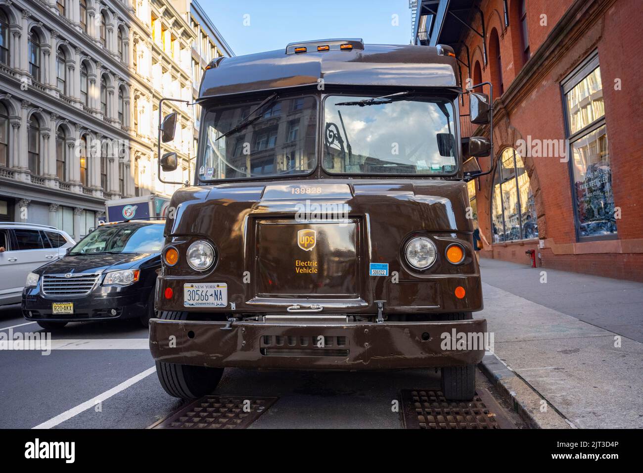 New York, New York, USA. 23rd Aug, 2022. August 23, 2022: New York City, USA: A UPS electric ...