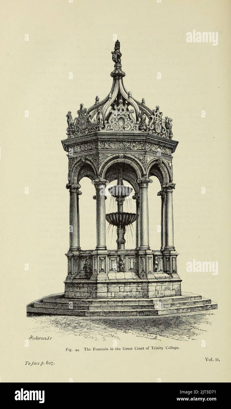 Trinity College Great Court Fountain Willis 1886 Stock Photo - Alamy