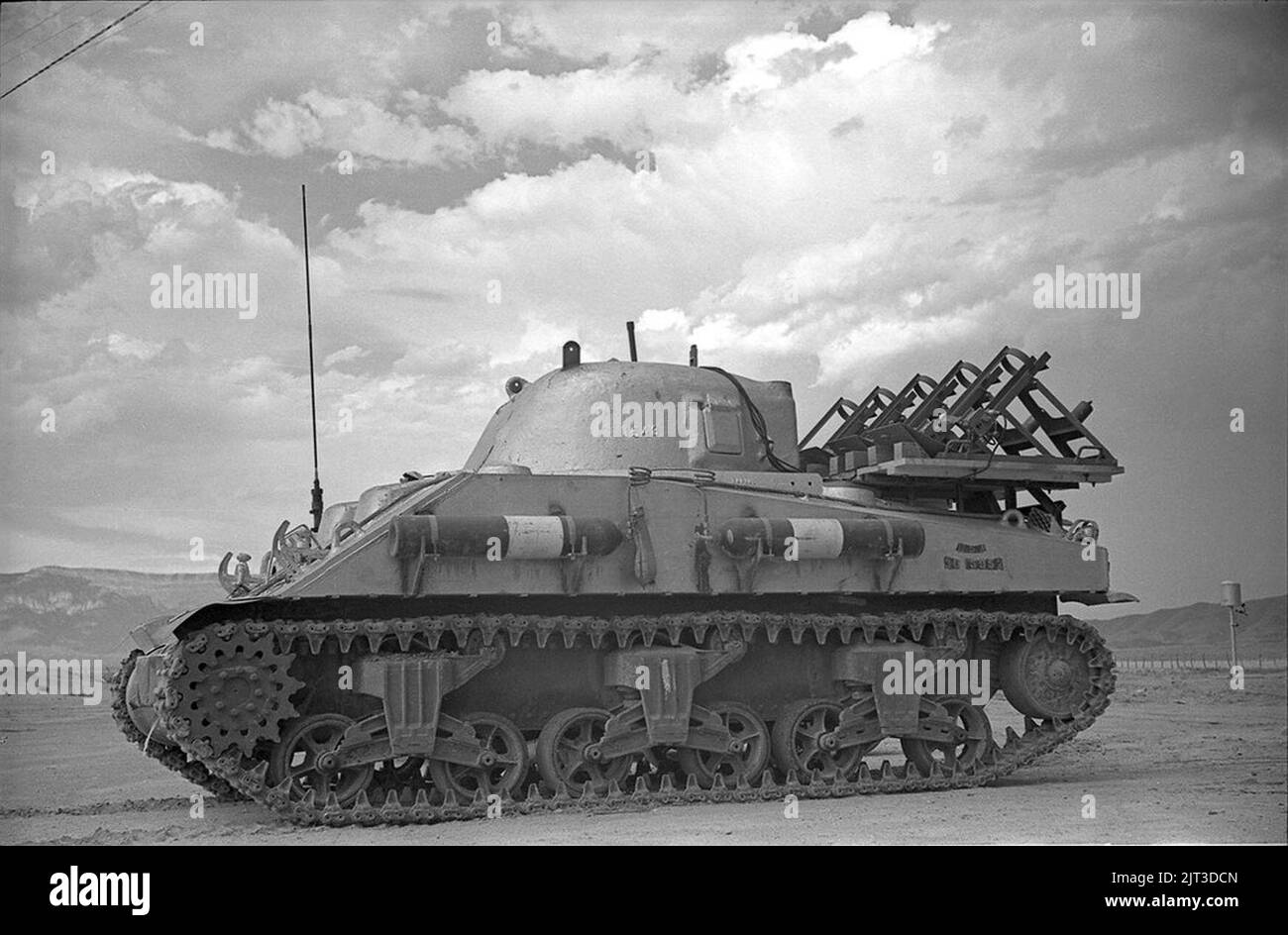 Trinity Test - Lead lined Sherman tank Stock Photo - Alamy