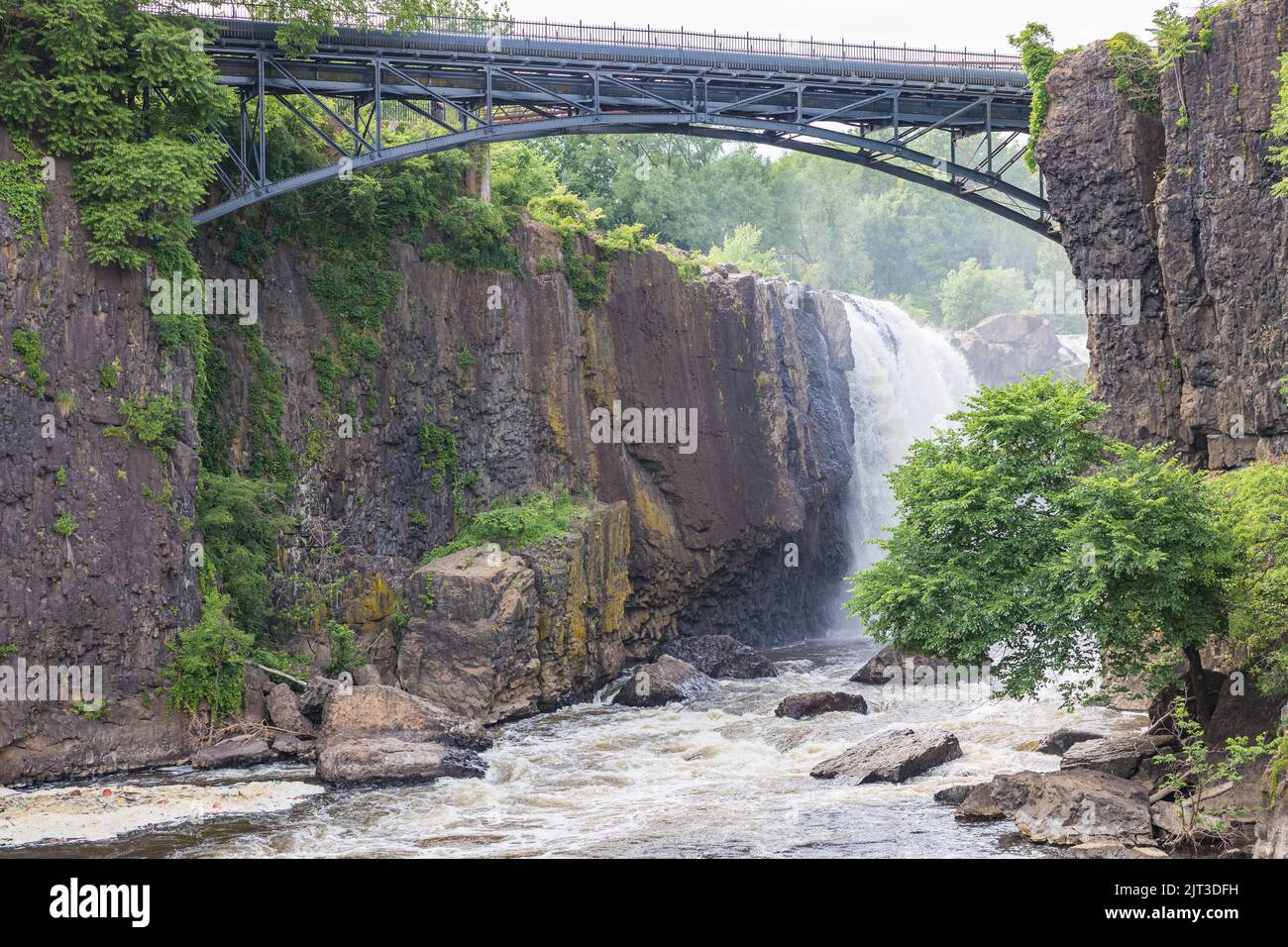 A beautiful landscape of the walking bridge near the Great Falls of the ...