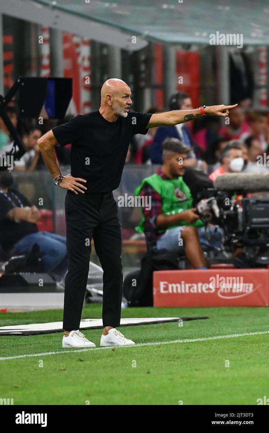 San Siro stadium, Milan, Italy, August 27, 2022, Stefano Pioli during ...